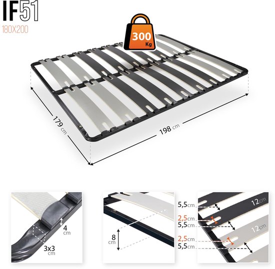 MOG Lattenbodem 180x200 cm lattenbodem Ergo IF51 - alle maten | bol