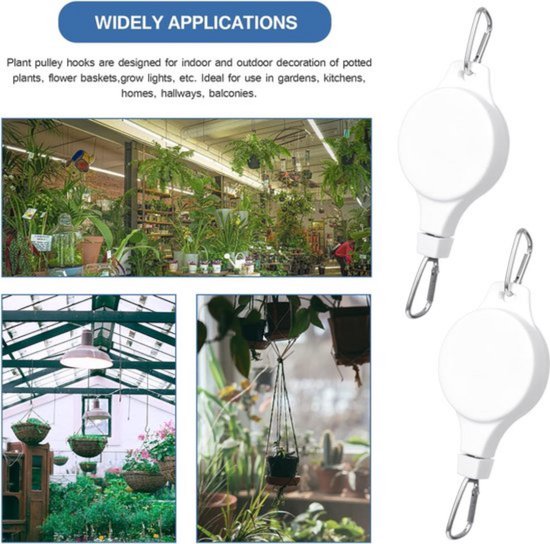 5x Verstelbare Plant Katrol Hanger - Intrekbare Witte Haken voor ...