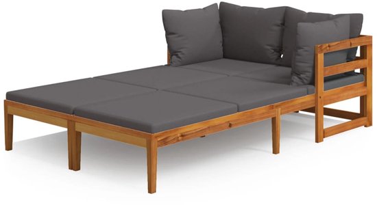 vidaXL Ligbedden Set van 2 - Donkergrijs - Acaciahout Houten Ligbedden ...