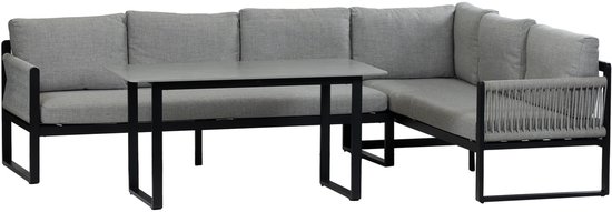 Hoek Lounge Dining set Reims | Rechts | Black & Off Sand | bol