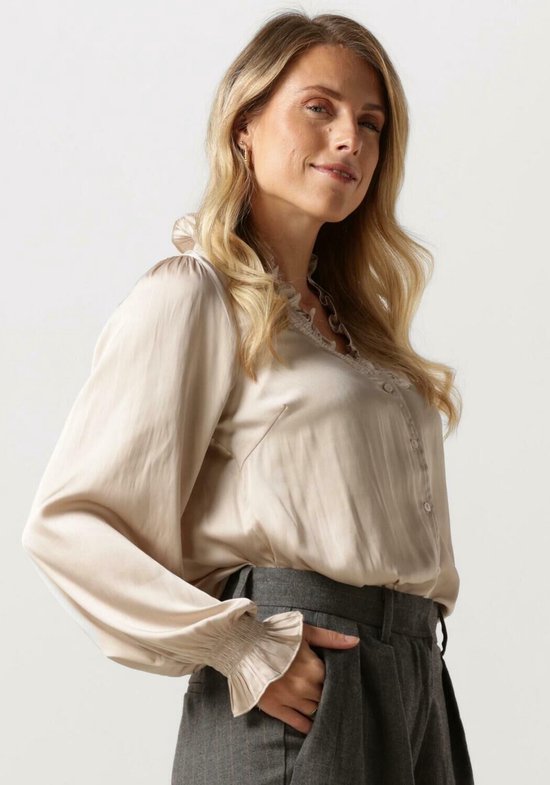 Neo Noir Brielle Satin Blouse Blouses Dames - Beige - Maat 36 | bol