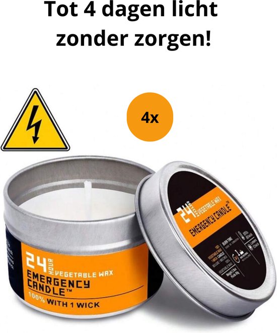 Noodpakket- Noodkaarsen Set van 4 (96 Uur Brandtijd) – Perfect Voor ...