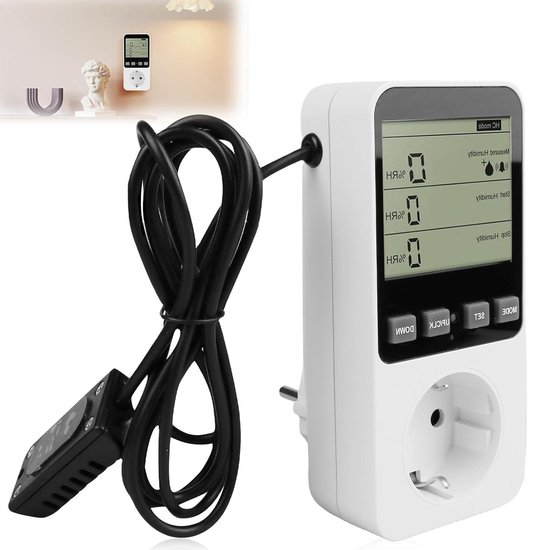 Digitale Thermostaat Hygrostaat 230 V Temperatuurregelaar Stopcontact met LCD-scherm -... | bol