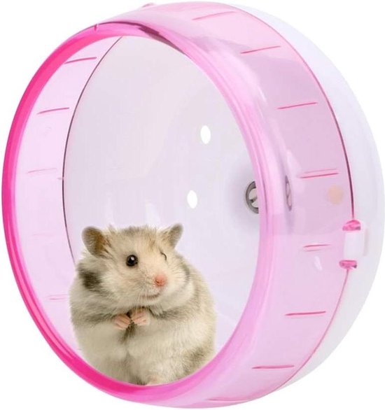 Hamsterwiel plastic superstil - oefenwiel roller voor kleine huisdieren - roze . | bol