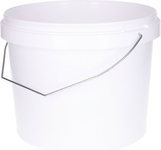 Emmer met handvat - 3x - met deksel - wit - 5,5 liter - Kunststof ...