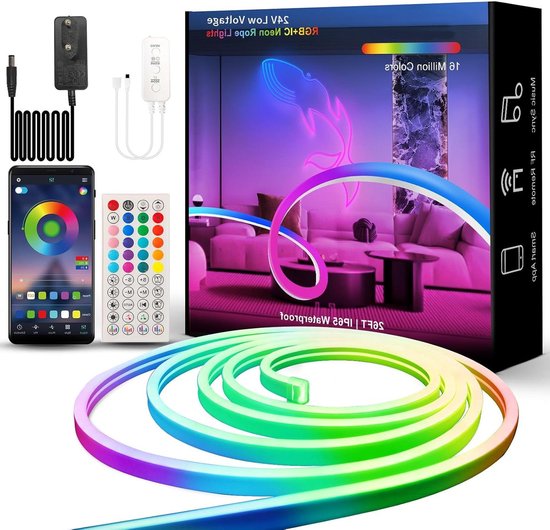 Dimbare 8M 24V LED Strip Flexibele Neon Verlichting IP65 Waterdicht ...