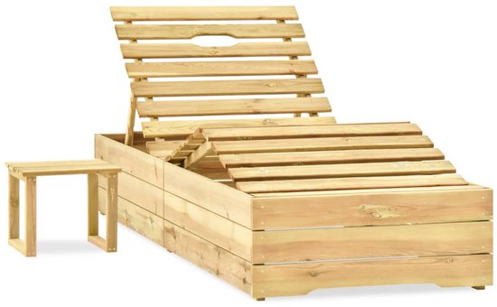 vidaXL Ligbed met Tafeltje en Kussen - Grenenhout Ligbed - Lounge Bed ...