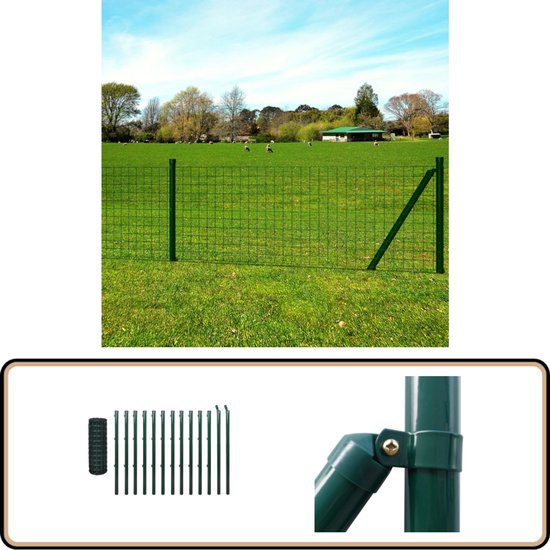 vidaXL Euro hek - 25x1 m - Groen staal met PVC-coating Euro Hek ...