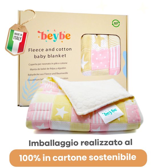 Beybe Babydeken voor de winter, omkeerbaar, katoen en beer, 75 x 100 cm ...