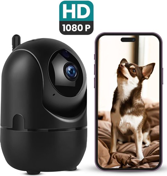 1080p Huisdiercamera met App - Zwart - Beveiligingscamera ...
