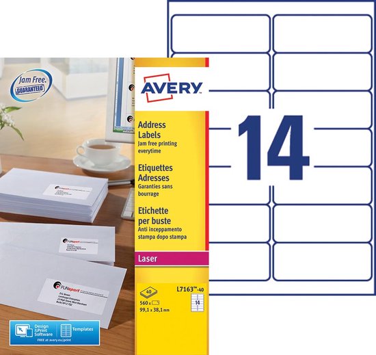 Avery L7163-40 adreslabels | bol