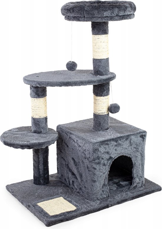 Viking Choice Krabpaal Antraciet - 60x45x85cm - Kattenpaal met Huisje ...
