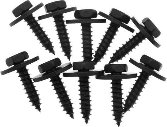 Zwarte Tapper Schroef en Wasmachine Set voor Bumpers - 10 Stuks . | bol