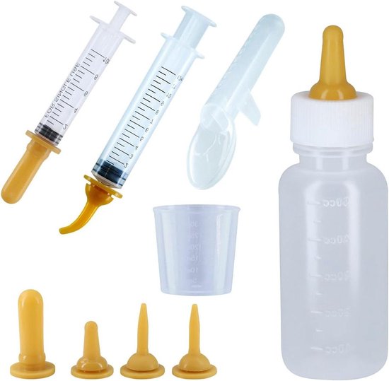 Kweekfles voor huisdieren - 10 stuks inkl. naaldslang en spuitvoeding | bol