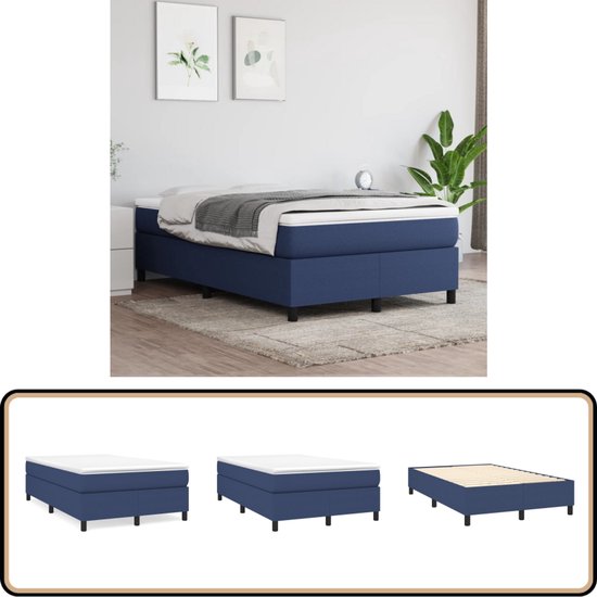 vidaXL Bedframe - 120x200 cm - Stof - Blauw Boxspring Frame - Bedframe ...