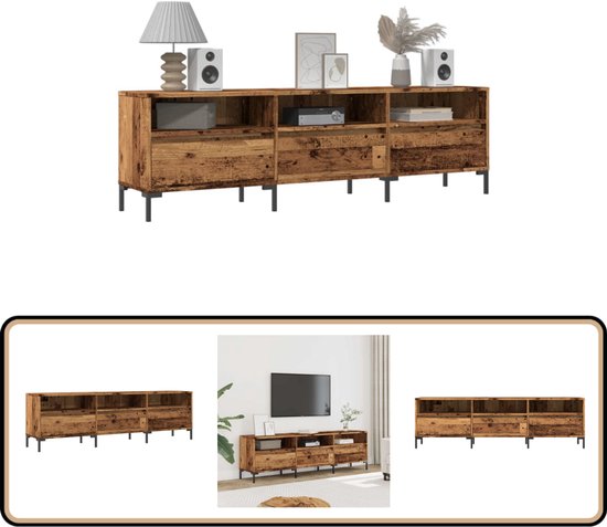 vidaXL Tv-meubel - 150x30x44,5 cm - Bewerkt hout - Oud houtkleur Tv ...