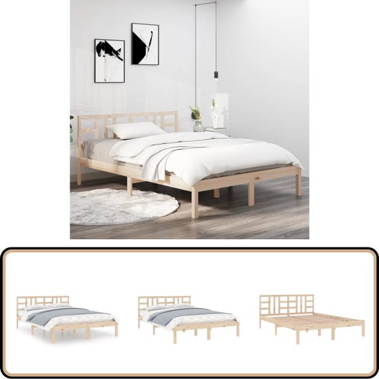 vidaXL Bedframe 120x200 cm Massief Hout Grenen Massief Houten Bed Frame ...