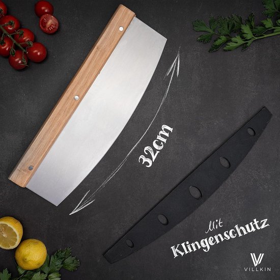 Pizzames 32 cm lemmet - Scherpe pizzasnijder roestvrij staal houten ...