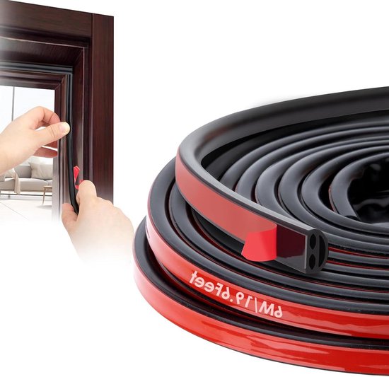 6m-20ft zelfklevende tochtstrip voor deuren en ramen (zwart) | bol