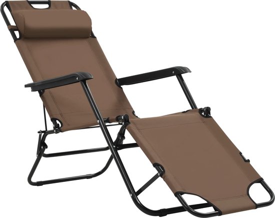 vidaXL Inklapbare Ligbedden - Set van 2 - Bruin Ligbed - Lounge Stoel ...