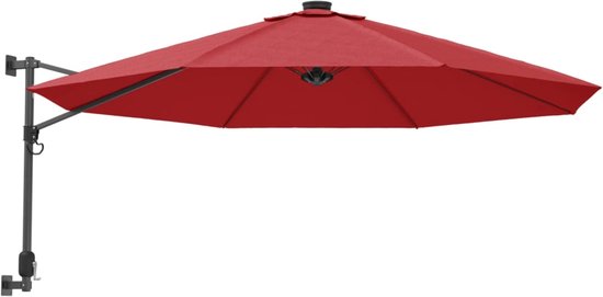 vidaXL Wandparasol met LEDs 290 cm felrood - Parasol - Parasols ...