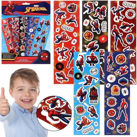 MARVEL Spider Man Kleurrijke stickerset, stickers voor kinderen, 5 ...