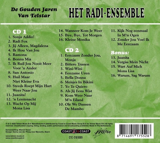 Het Radi Ensemble - De Gouden Jaren Van Telstar - Dubbel CD - 2 CD | bol