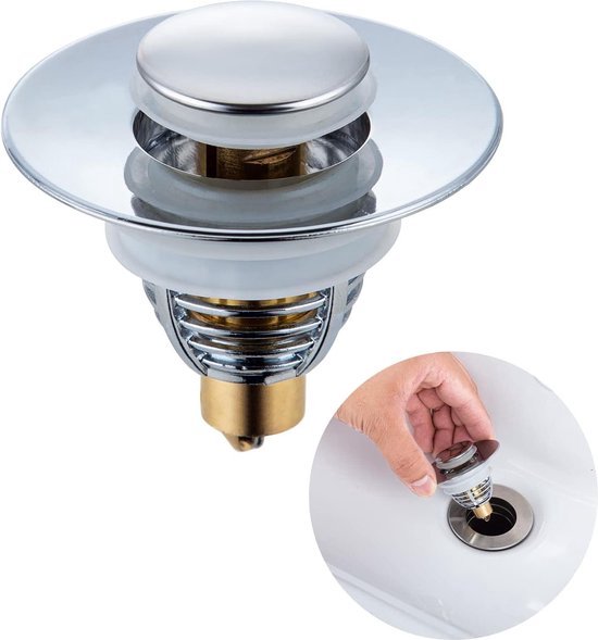Sink Drain Stop Plug - Pop Up met anti-verstopping zeef - 34-38 mm | bol