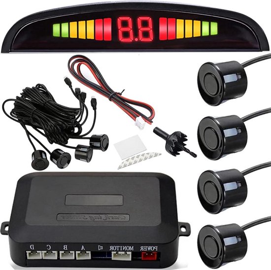 Car Reverse Alarm Parking Aid with 4 Sensors - LED Displays - Range up ...