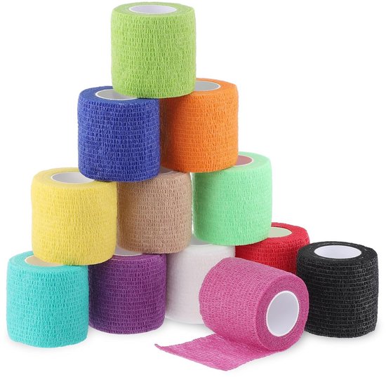Zelfklevend Verband 12 Rollen - Elastisch & Kleurenset voor Sporters en ...