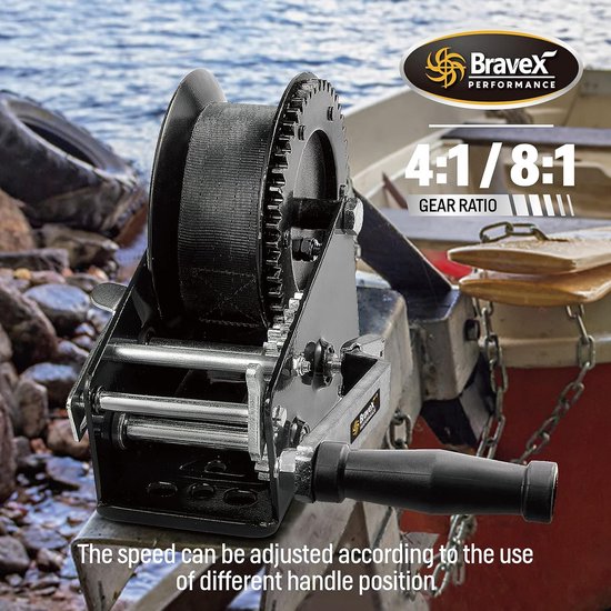 Handmatige Lier voor Boottrailer - 3500 lbs met Zware Haak en Stalen ...