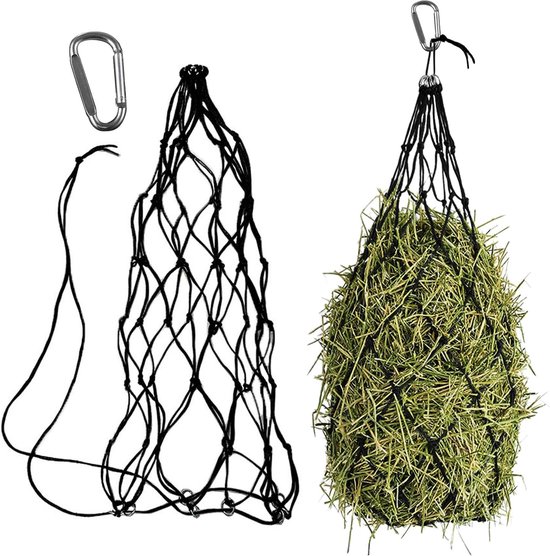 Hay Net voor Paarden - Fijn Gaas - Hooi Zak met Ringen en Karabijnhaak ...