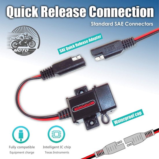 Motorcycle USB Charger 3.1A voor Telefoon, GPS of Camera | bol