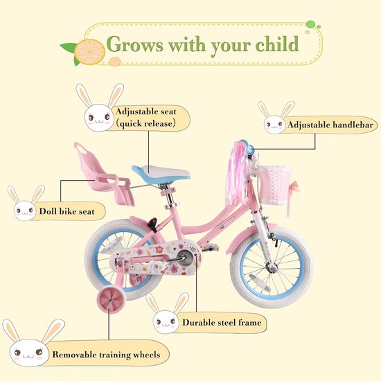 Daisy Vélo Enfant pour Filles de 2-7 Ans - Vélos Princesse avec Selle ...