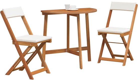 Bistroset | Tuinset met kussen 3 st Olie naturel Massief Acaciahout | bol