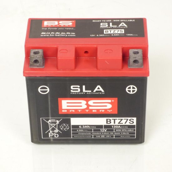 Batterie SLA BS Battery pour Moto Yamaha 125 YBR 2007 à 2013 YTZ7S ...