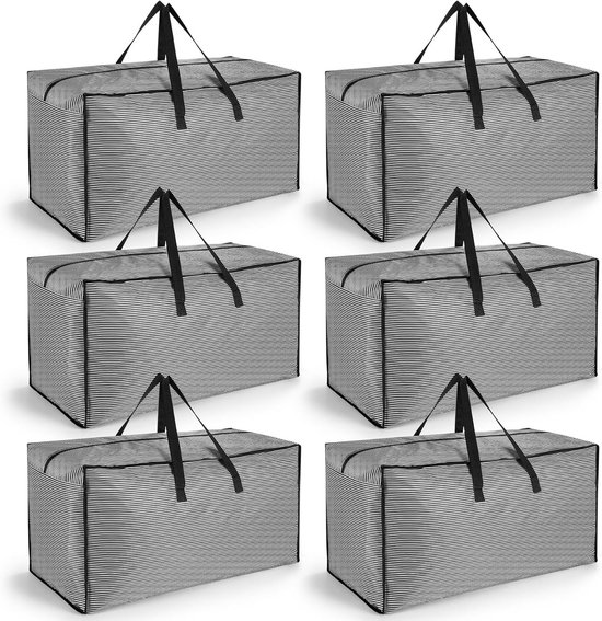 6x 120L Opbergzakken met Deksel en Ritssluiting - Zware Verhuis- en ...