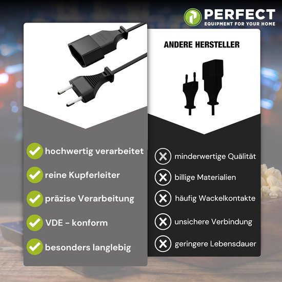 Stroomkabel verlengkabel 1,0 m Eurostekker platte stekker type C | bol
