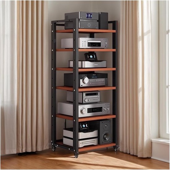 6-laags Stereo- en Media Opbergrek met Verstelbare Planken - Ideaal ...