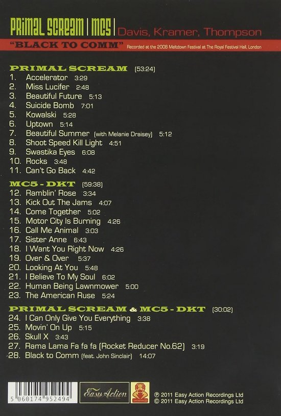 Live Muziek van Primal Scream en MC5 - Black to Comm Concert | bol