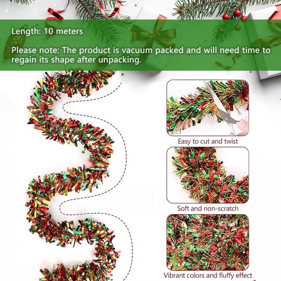 Lange Kerstslinger van 10 Meter Decoratie Groen en Rood | bol