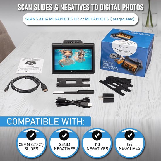 22MP Film- en Diesscanner met 7-inch LCD Scherm - Digitaliseer Oud ...