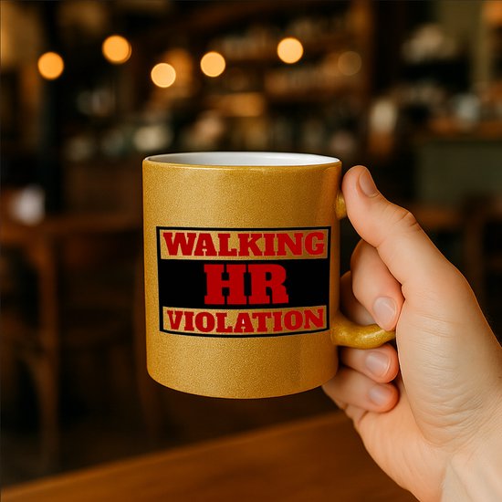 Walking HR Violation Grappige Mok 330ml – Gouden Humormok voor Kantoor ...