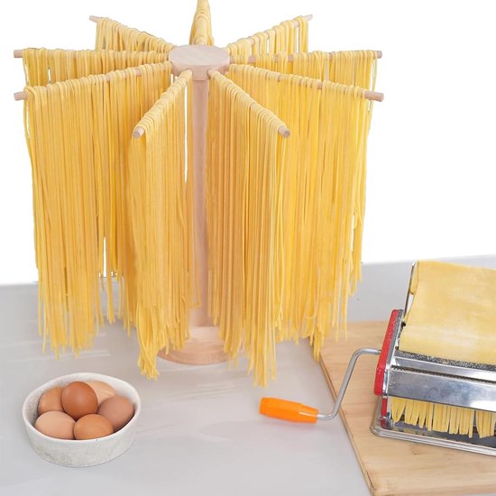Grote Pasta Droger van Hout met 9 Verwijderbare Armen, Vouwbaar en ...