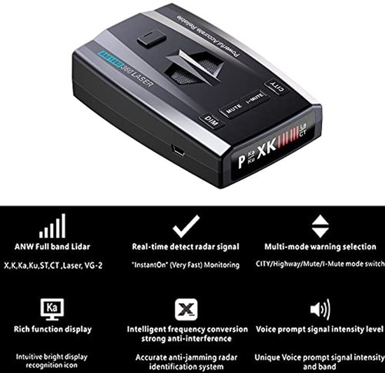 12V 3W 360 degree monitoring car radar detector with 4 mode 3 speeds ...