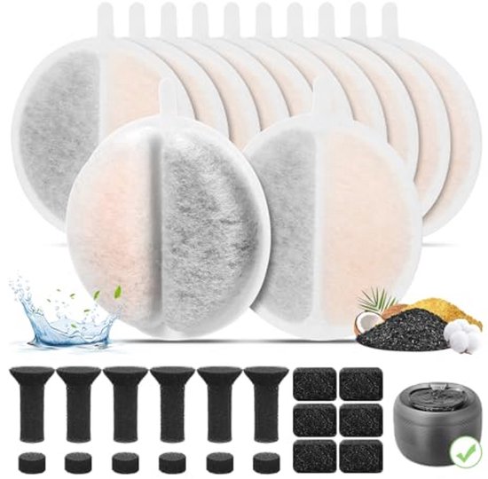 12 Stuks Kattenfonteinfilters voor 2.5L Drinkfontein - Actieve Kool en ...