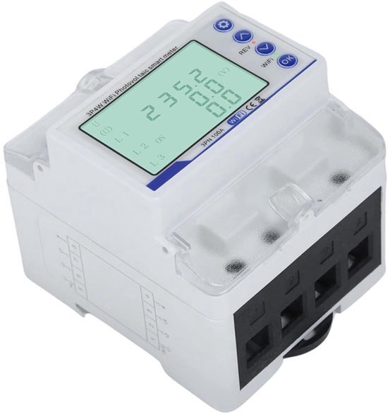 Stroommeter 3 Fasen 100A 380V AC Wifi Elektriciteitsmeter Energiemeter ...