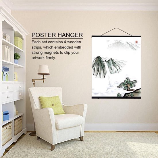 Houten Poster Hanger - 80cm Magnetisch Frame voor Posters - DIY Design ...
