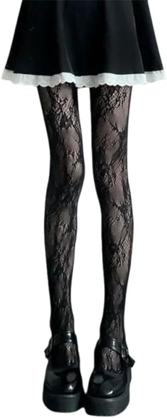 Zwarte panty's met hoge taille en sexy netdesign voor dames - Elegantie ...