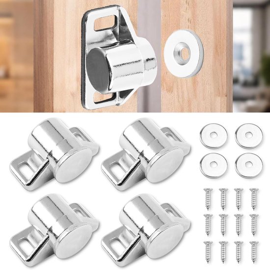 4 Stukken Magnetische Snapper voor Kastdeuren - Roestvrij - Duurzaam ...